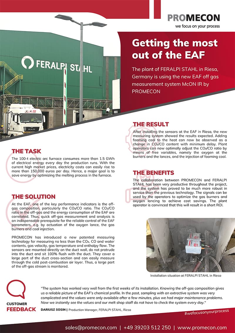Off-Gas Analysis at the EAF Outlet - Promecon